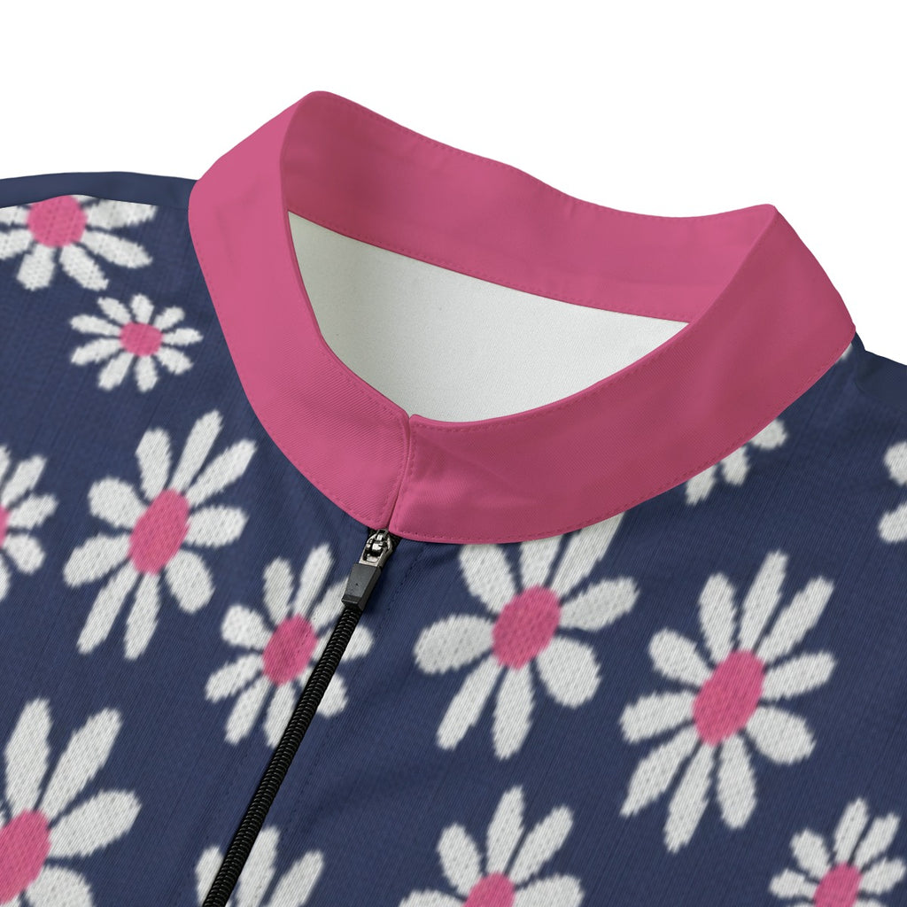 The "Carnaby" Floral Mod Zip-Neck | 1960s Flower Power Faux-Knit Polo ...