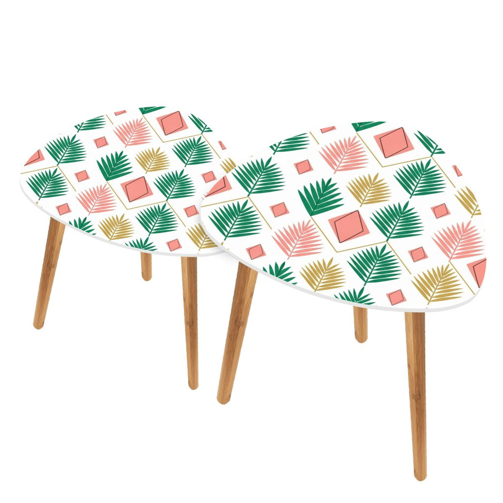 The "Beverly" Glam Nesting Table Set | Pink & Emerald Palm Print | Mad – Pure Mid Century