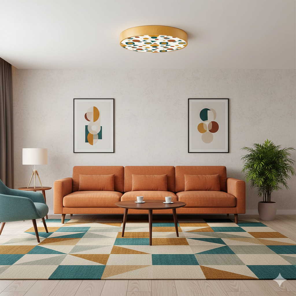 The "Atomic Horizon" Geometric Flush Mount LED Light – Pure Mid Century